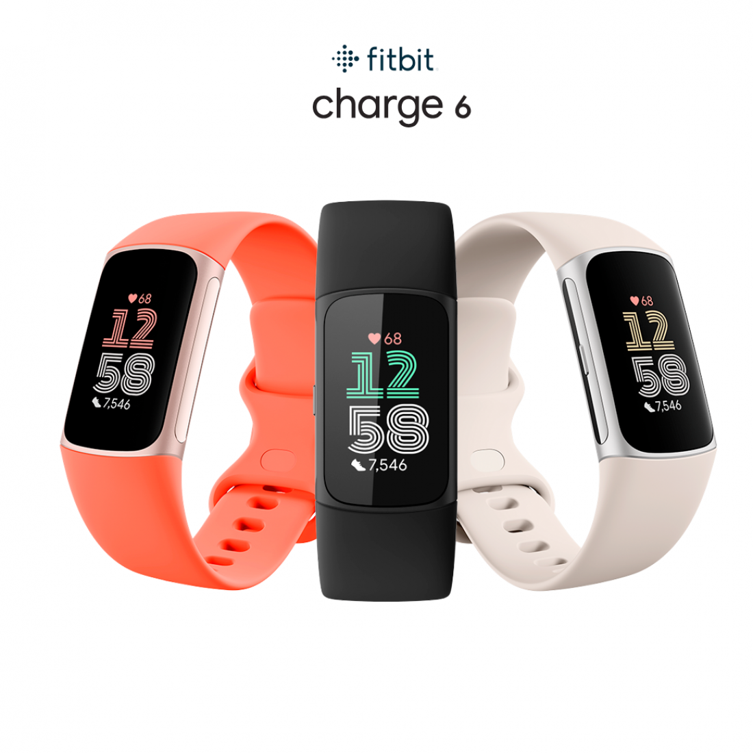 Fitbit Charge 6 สายรัดข้อมือวัดชีพจร GPS ออกกำลังกาย หน้าจอสี AMOLED