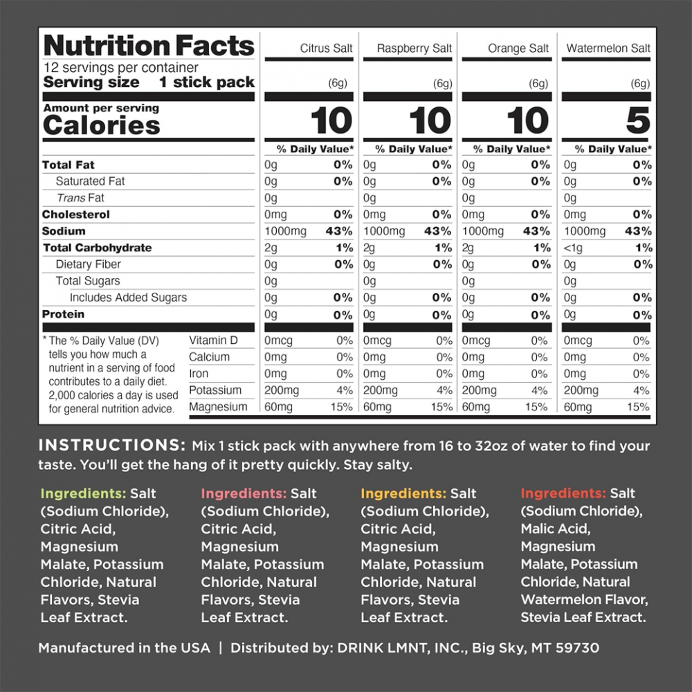 LMNT Zero Sugar Electrolytes - Variety Pack (12 Count) เกลือแร่รวมรส ...